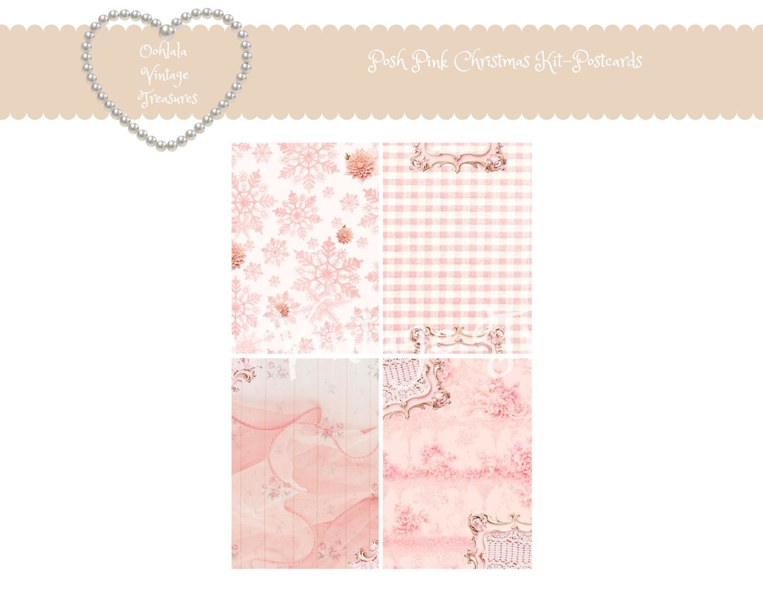 Posh Pink Christmas Kit-postcards - Etsy
