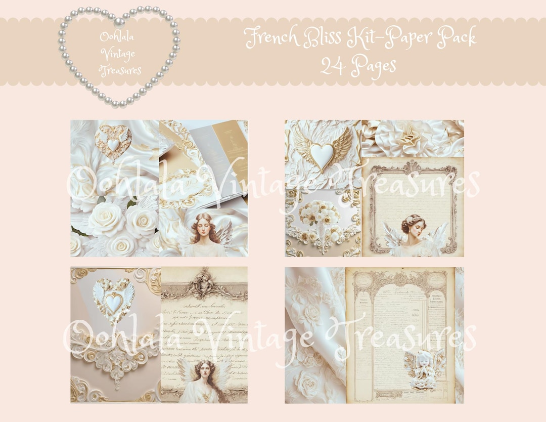 French Bliss Kit-paper Pack Valentines Day, Hearts, Cherubs, Angels ...