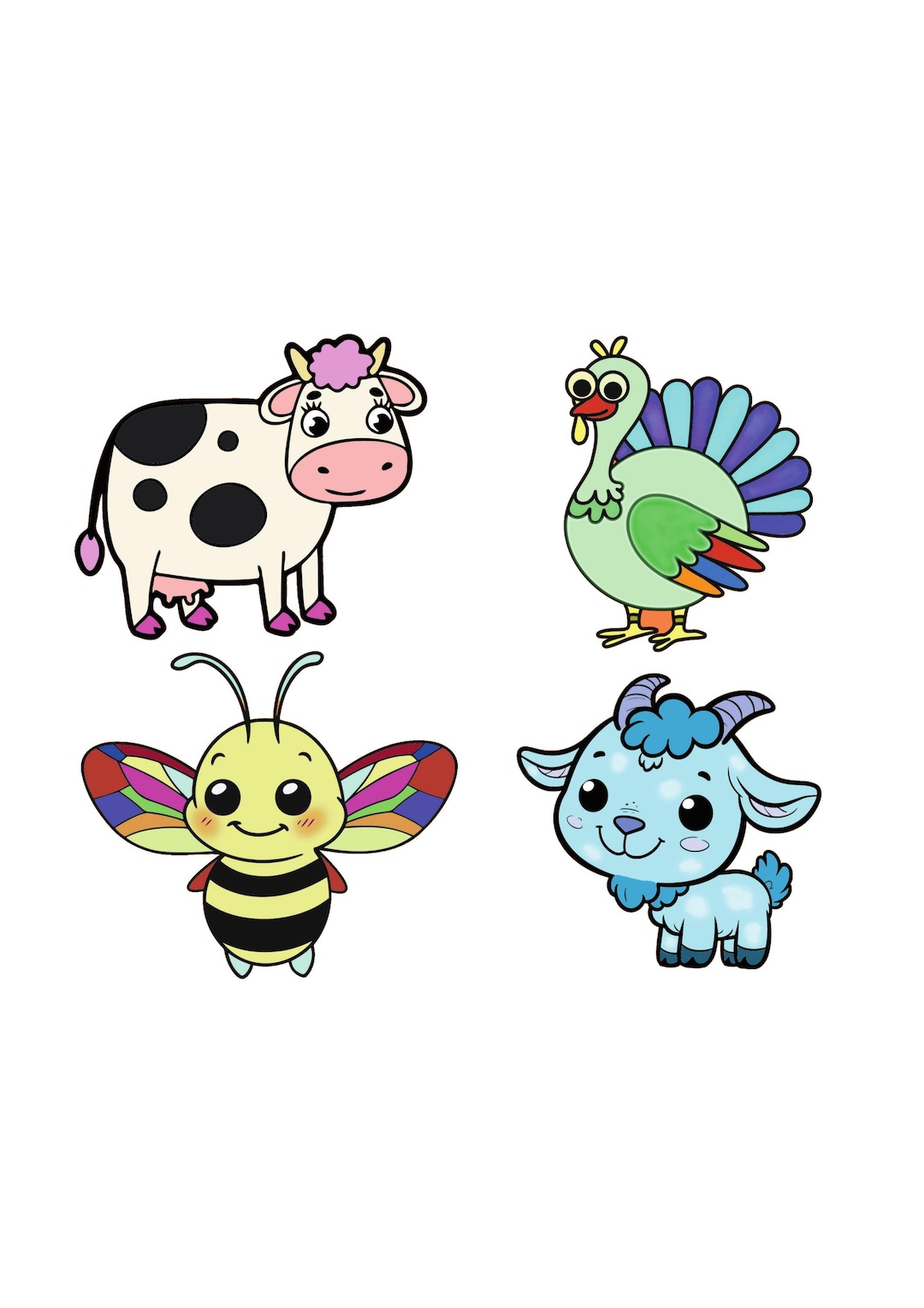 Printable A4 Farm Animal Colouring Templates With Names - 18 Pages - Etsy