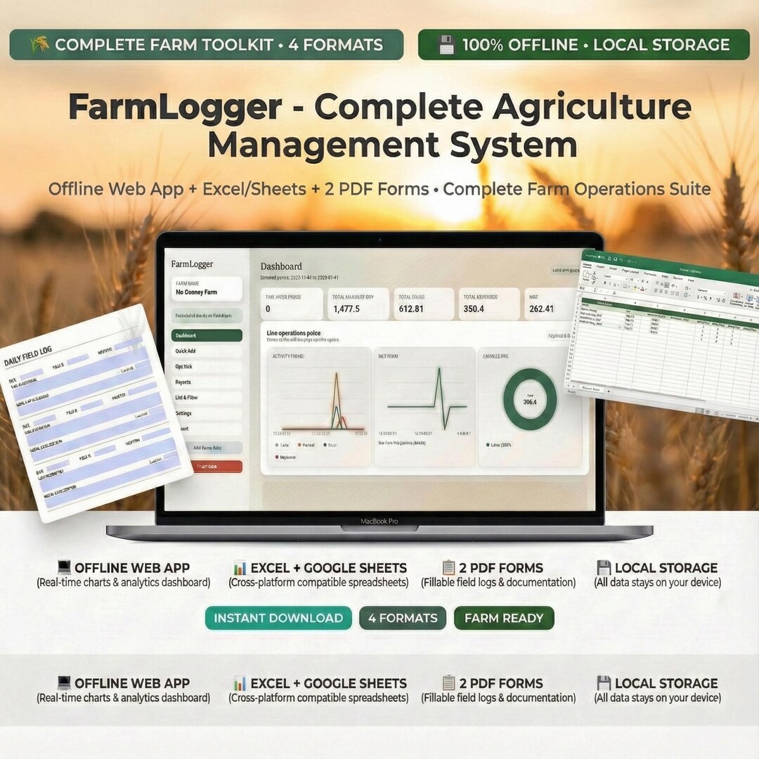 Farm Planner & Tracker | Offline App + Excel + Google Sheets + PDF ...