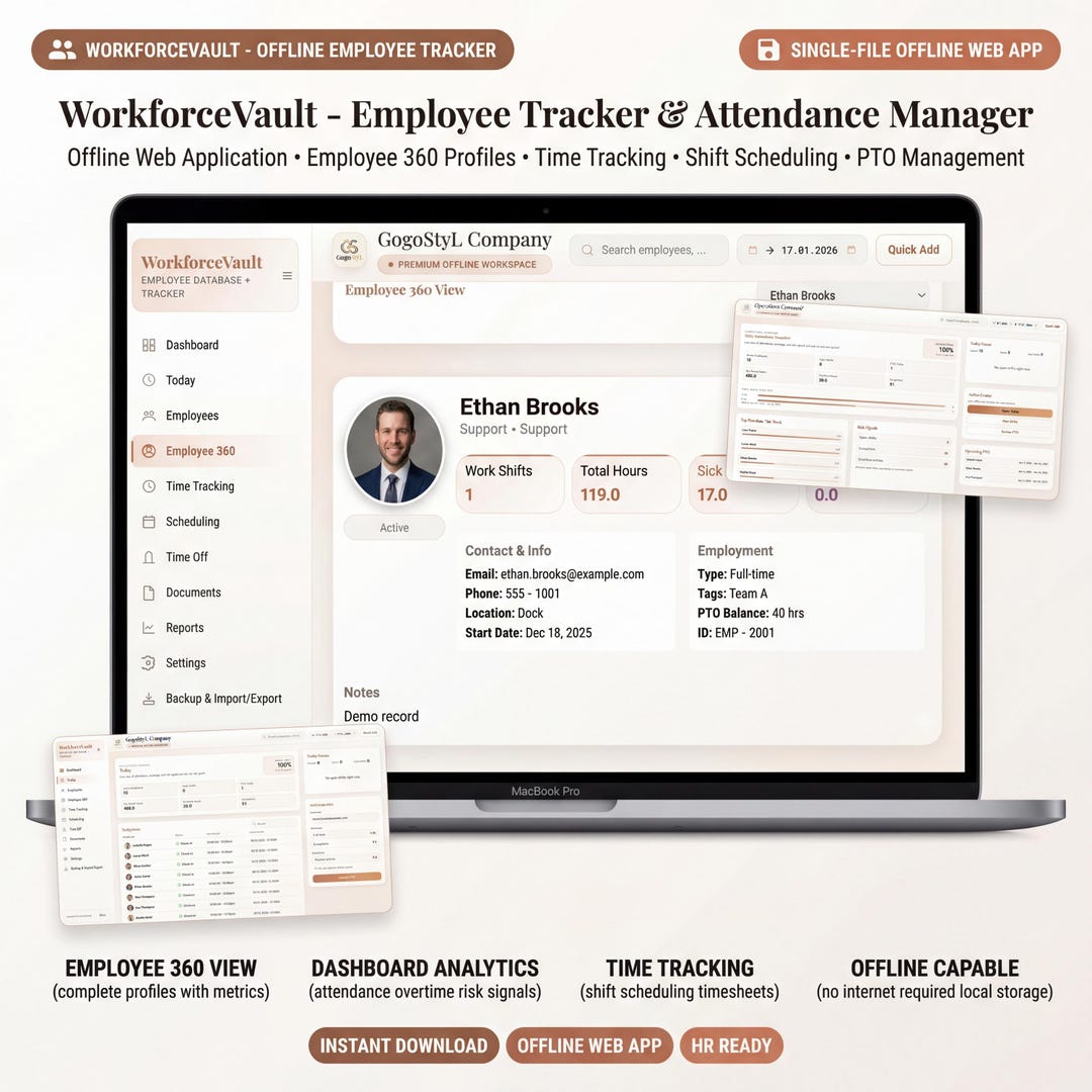 Employee Tracker Web App (offline) | Attendance, Timesheets, PTO ...