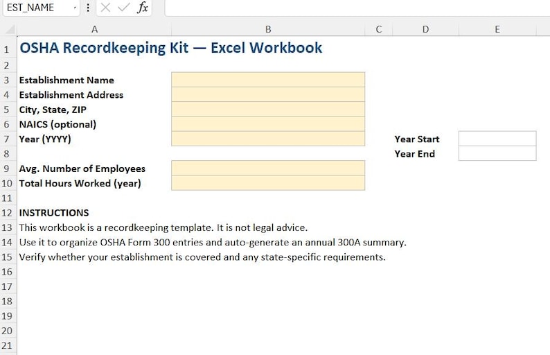 OSHA 300 Recordkeeping Kit With Live Dashboard | Workplace Injury ...
