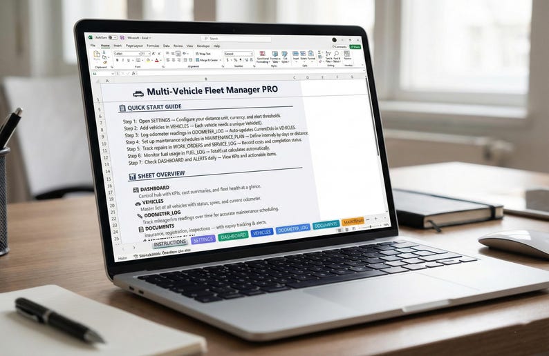 Fleet Manager Excel Template + Google Sheets | Maintenance Alerts ...