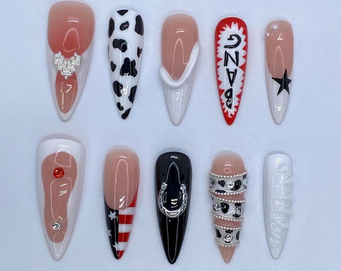 BANG Red White and Blue Press on Nails | Cowboy Carter Inspired ...