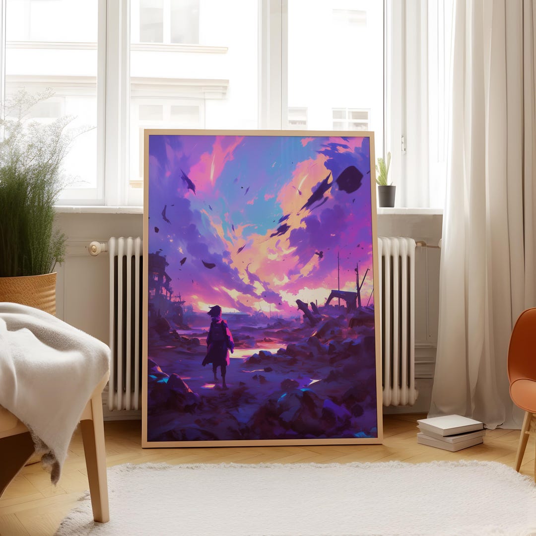 Sci-fi Traveler Matte Vertical Posters, Cyberpunk Sunset Art, Dystopian ...
