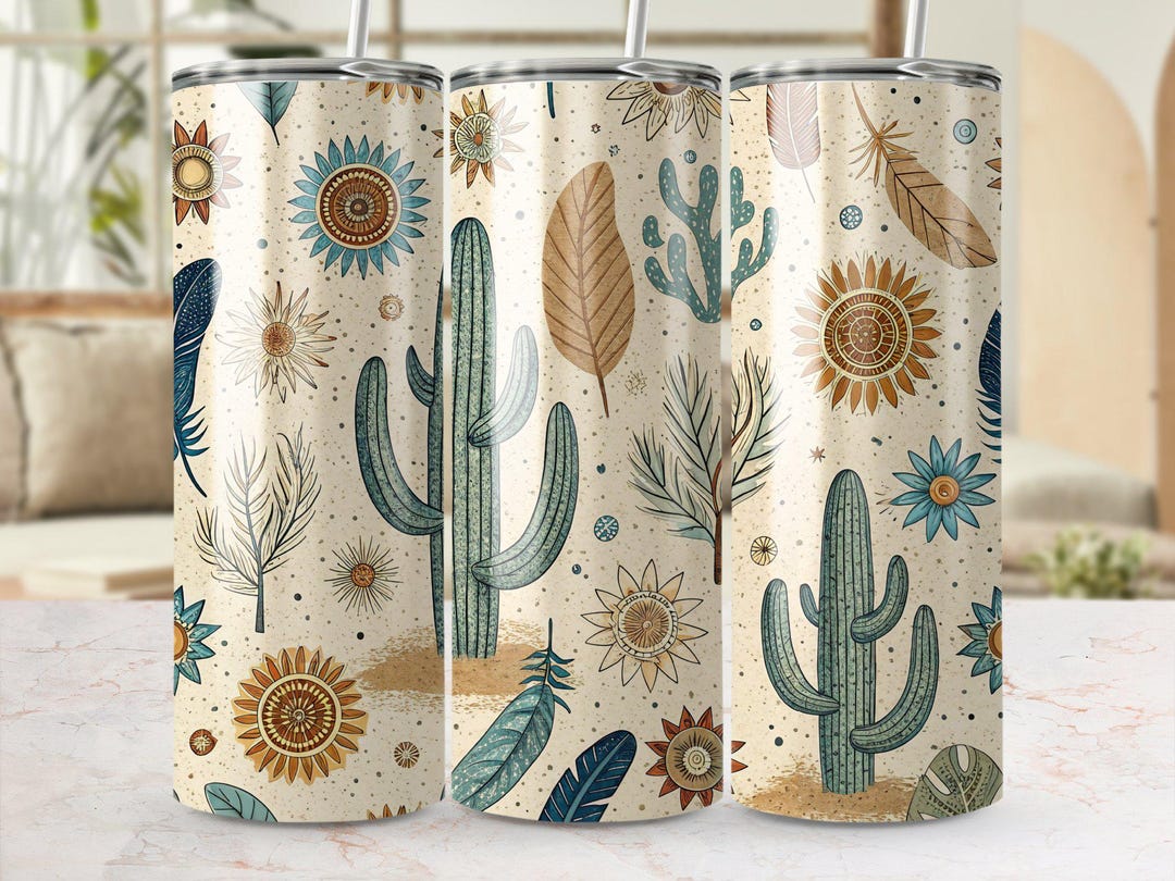 Desert Cactus Tumbler Wraps, Sunflower Pattern Skinny Sublimation, 20oz ...