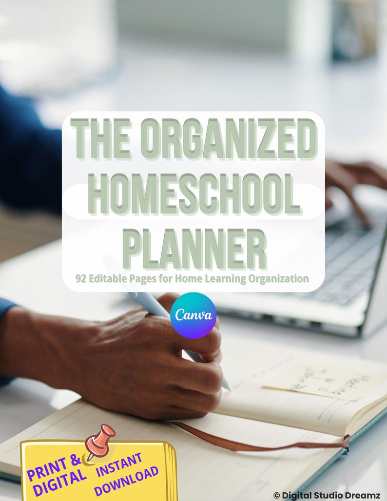 Homeschool Planner Canva Instant Download, Editable Printable ...