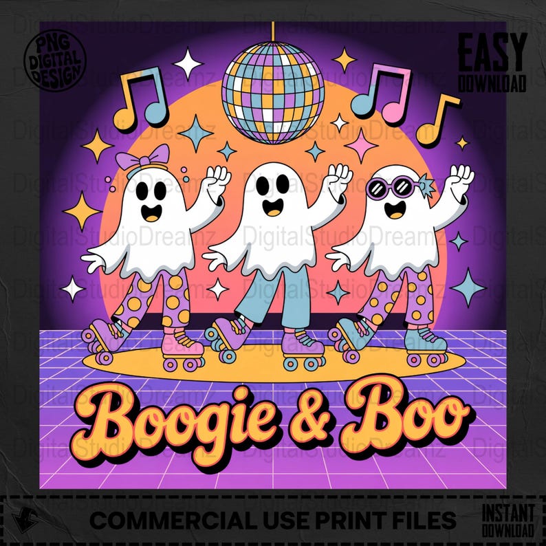 Retro Disco Ghost PNG: Halloween Digital Download - Etsy