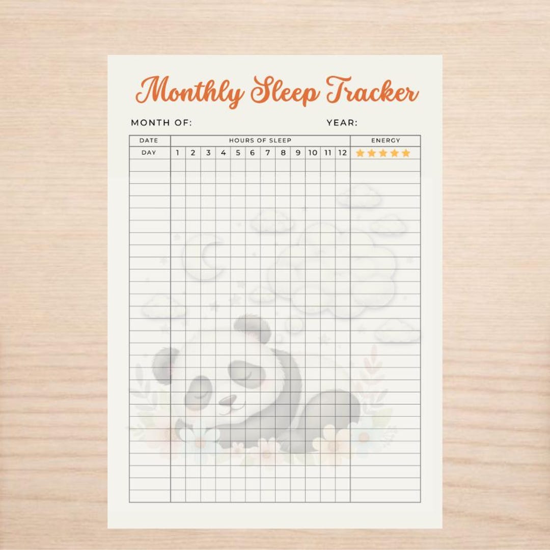 Monthly Sleep Tracker Printable, Sleep Log, Sleep Quality Journal ...
