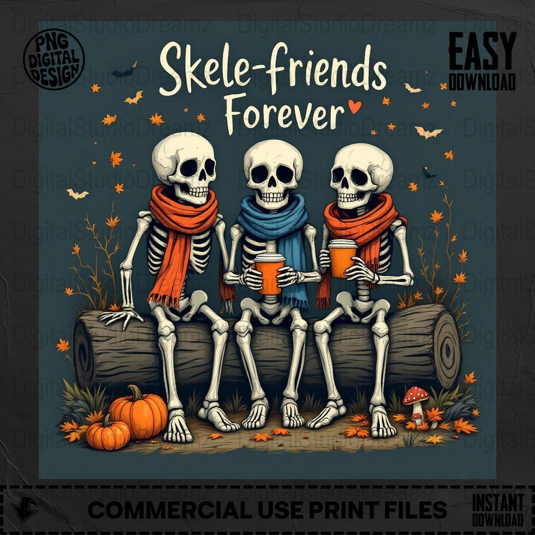 Skele Friends Forever Digital Download: Spooky Season PNG Art - Etsy