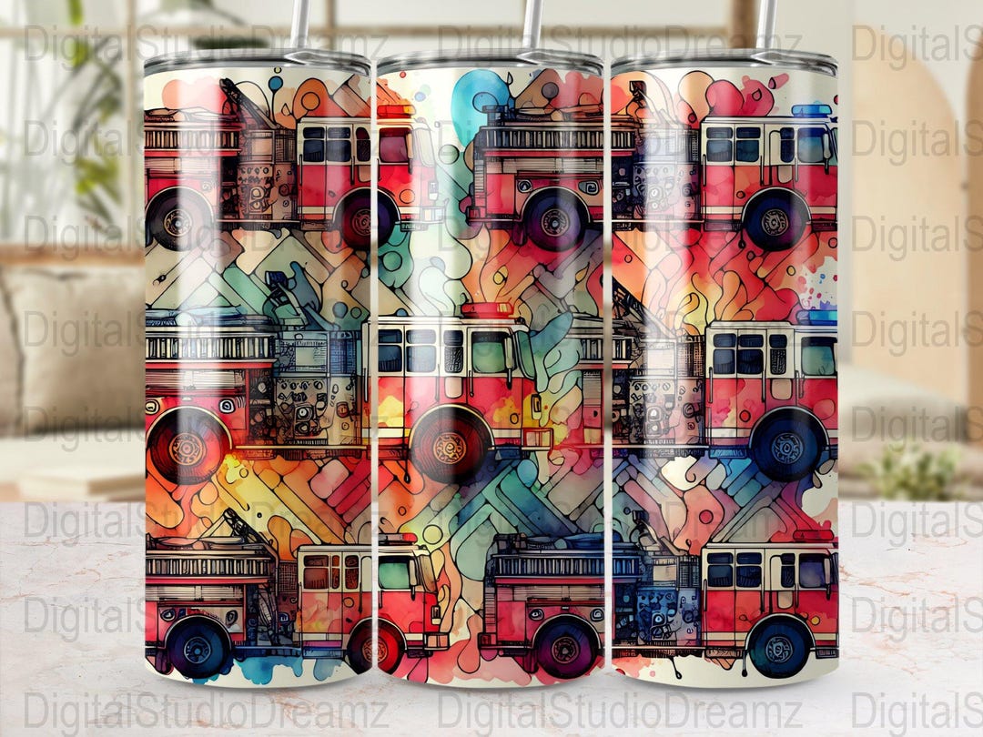 Fire Truck Wrap PNG, Straight Tapered Skinny Tumbler Wraps, 20oz ...
