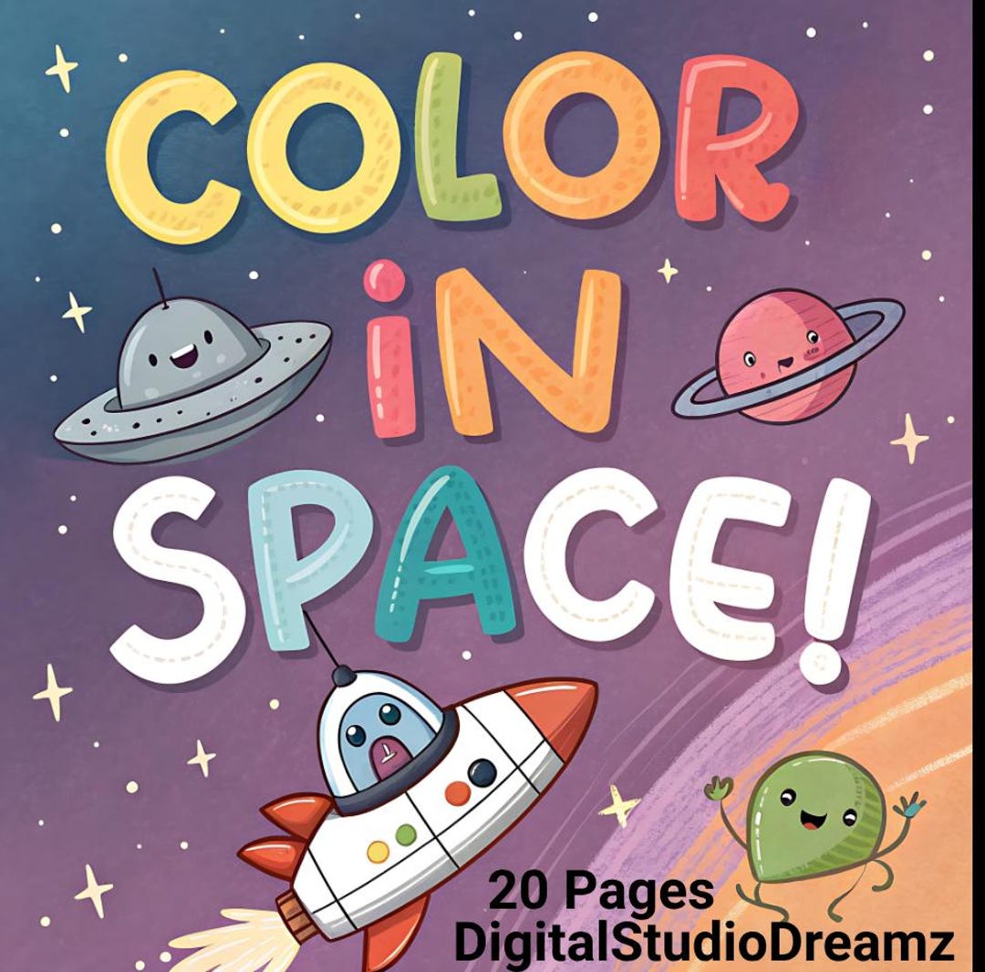 Printable Outer Space Coloring Book for Kids, 20 Pages Digital Download ...