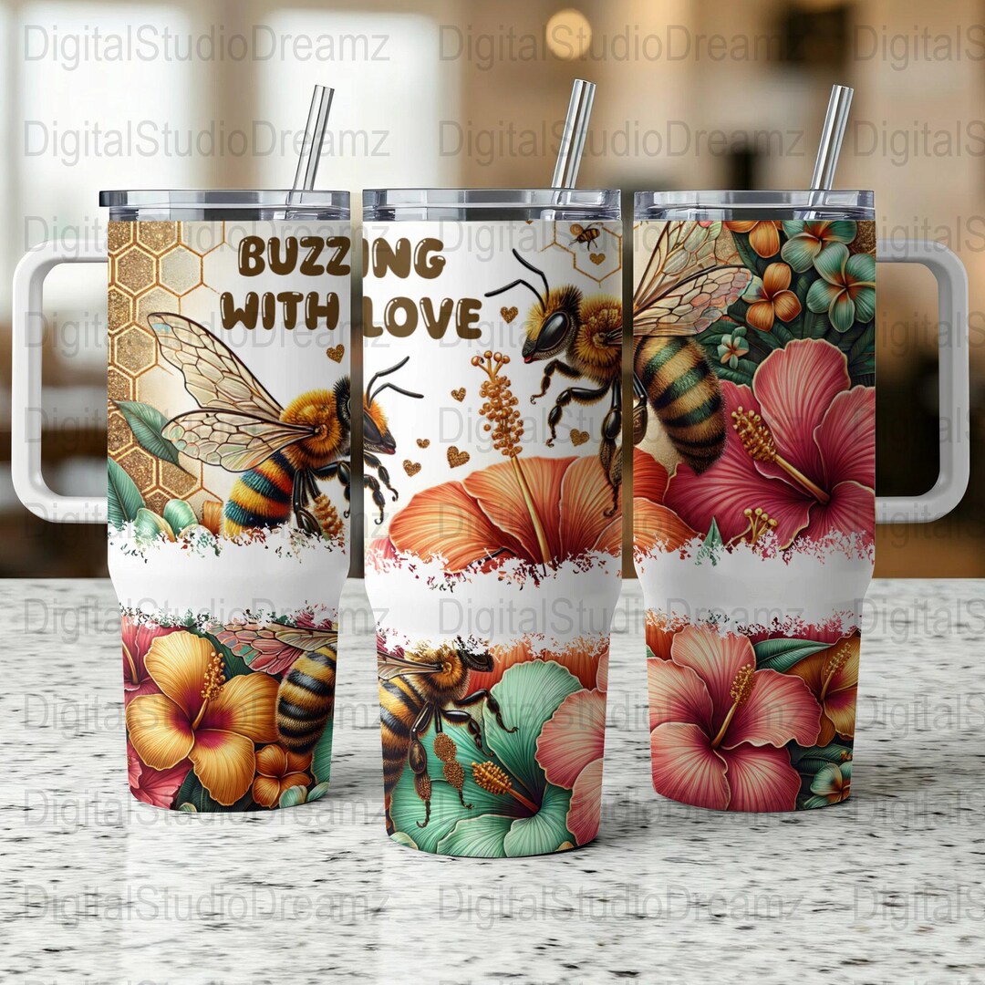 Buzzing With Love Png Commercial Use Straight Tapered 40oz Tumbler ...
