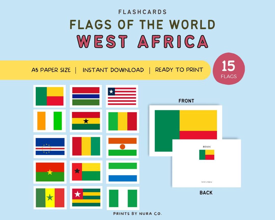 West African Flags Flashcards - Printable West Africa Flag | Digital ...