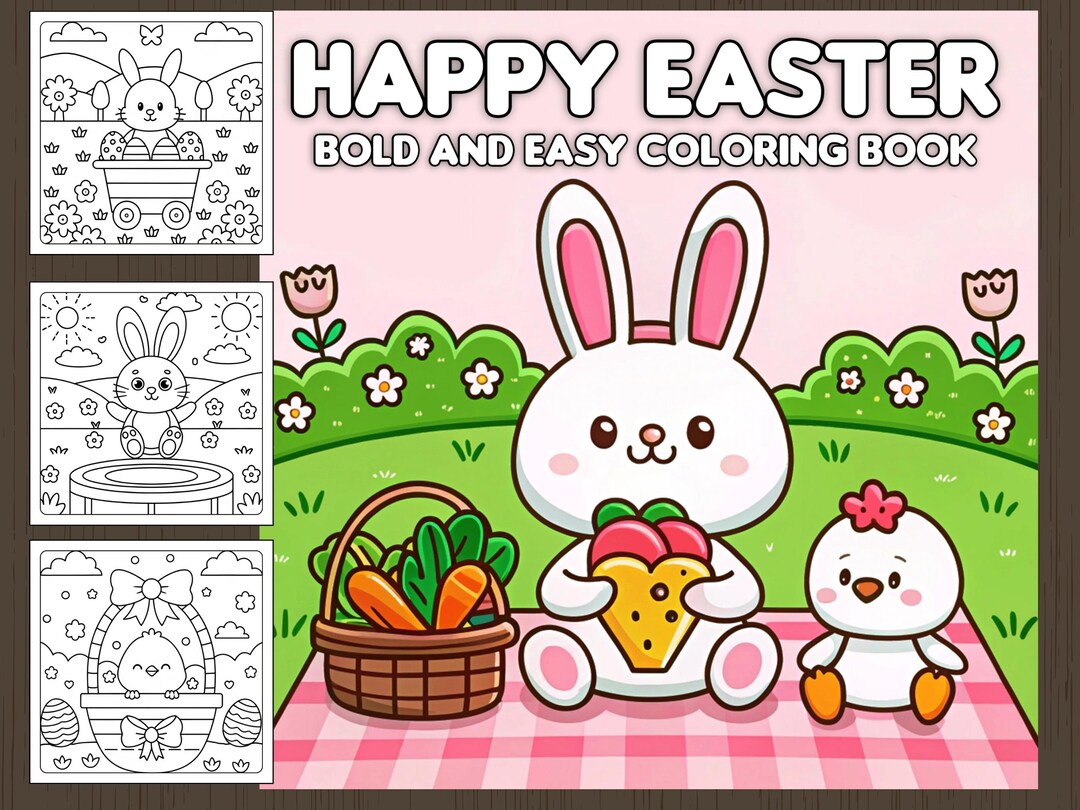 Easter Coloring Book: Bold and Easy Pages for Adults (PDF) - Etsy