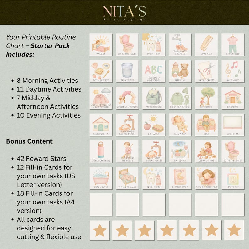 Daily Routine Cards Visual Schedule Toddler Routine Chart for Kids ...