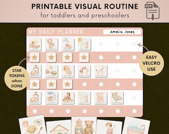 Digital Visual Routine Cards for Toddlers | Printable Daily Routine ...