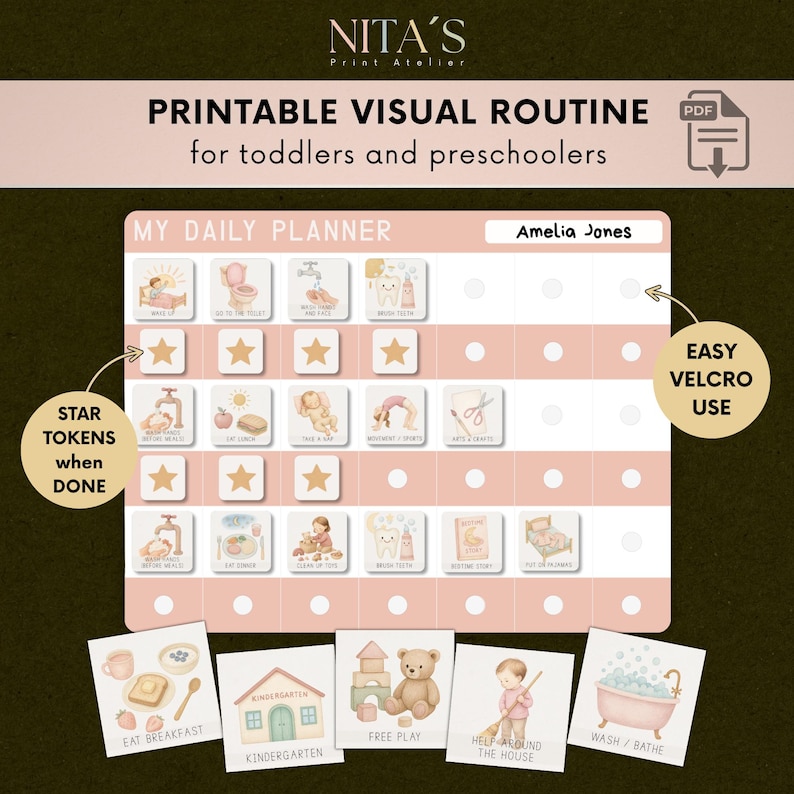 Printable Routine Chart for Toddlers – Montessori Daily Visual Schedule ...