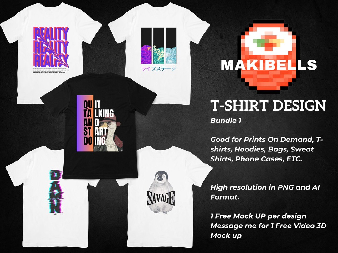 Premium Quality T-shirt Designs, Bundle With Free Mock-up, Good for ...