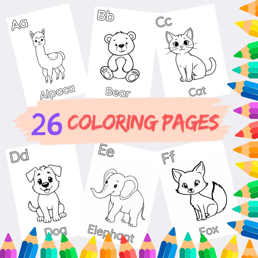 Animals Alphabet Coloring Pages | Animals Coloring Pages for Kids | ABC ...