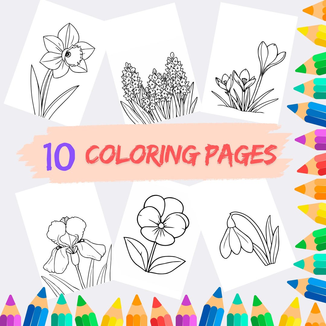 10 Spring Flowers Coloring Pages | Flowers Coloring Pages | Spring ...
