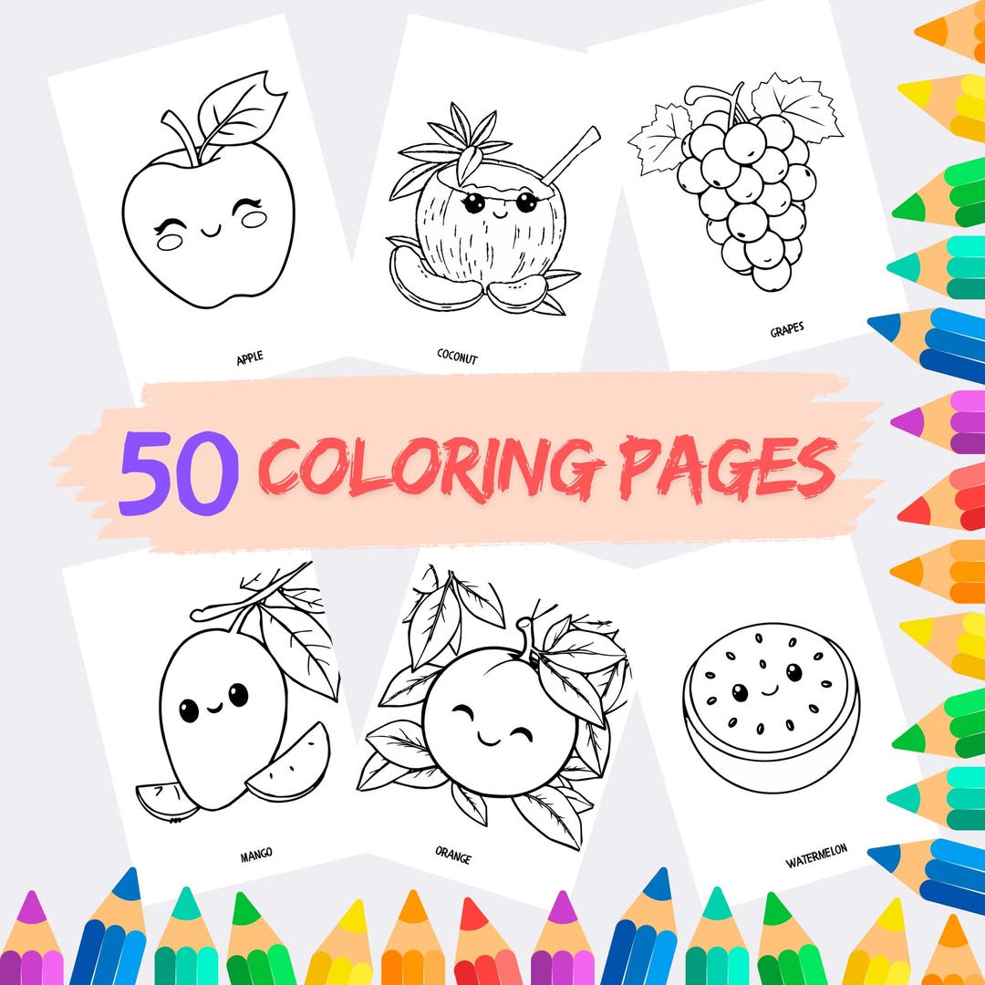 50 Fruits Coloring Pages | Fruits Coloring Pages | Fruit | Fruits ...