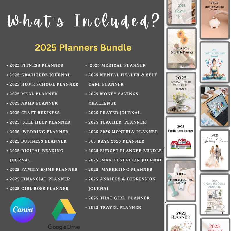 2025 Planner Canva Templates: PLR Mega Bundle, Digital Planners ...