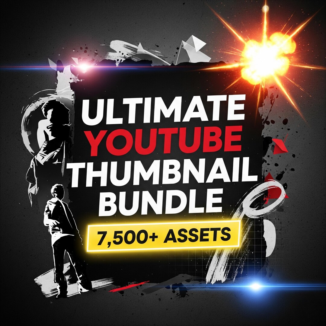 Pakiet Ultimate YouTube Thumbnail Mega Bundle, zasoby dla twórców Social Media Kit, edytowalny ...