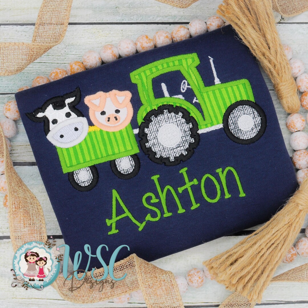 Boys Farm Animals on Tractor Shirt, Personalized Toddler Boy Farm Shirt ...