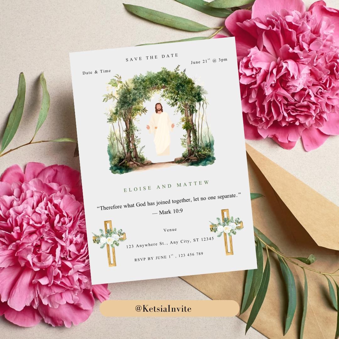 Christian Save the Date Invitation | Biblical Wedding Invite With ...