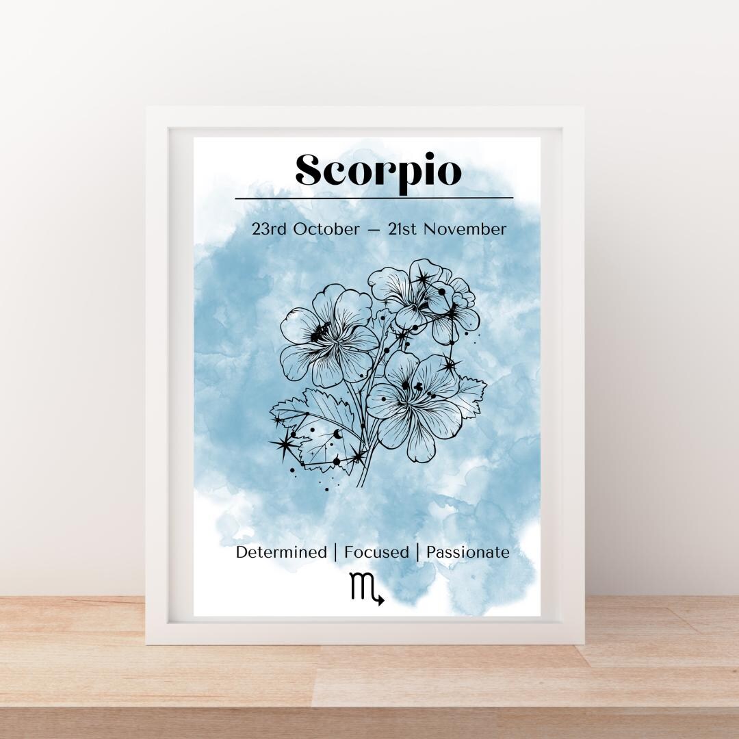 Scorpio Wall Art Zodiac Poster Printable, Scorpio Art, Scorpio Gift ...