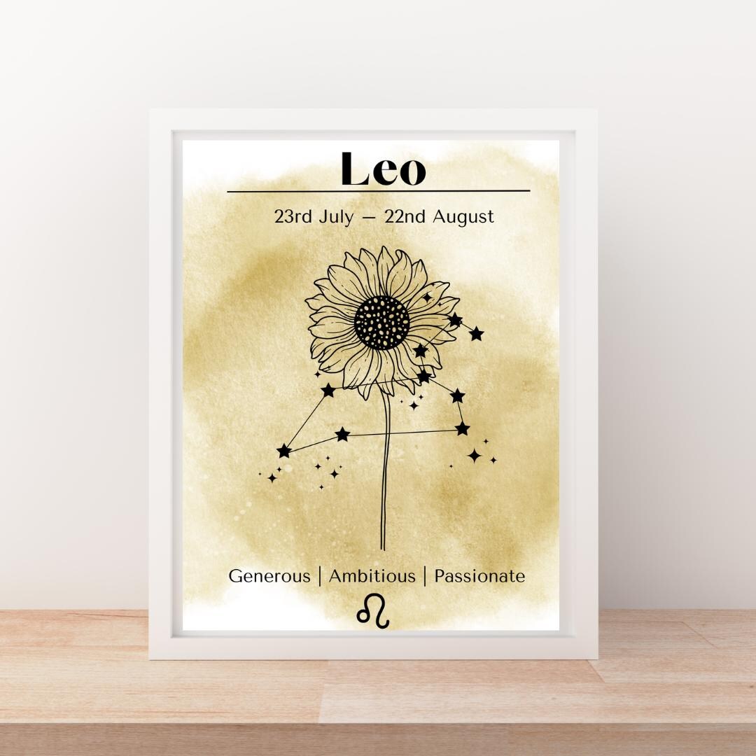 Leo Wall Art Zodiac Poster Printable, Leo Art, Leo Gift, Leo Wall Art ...