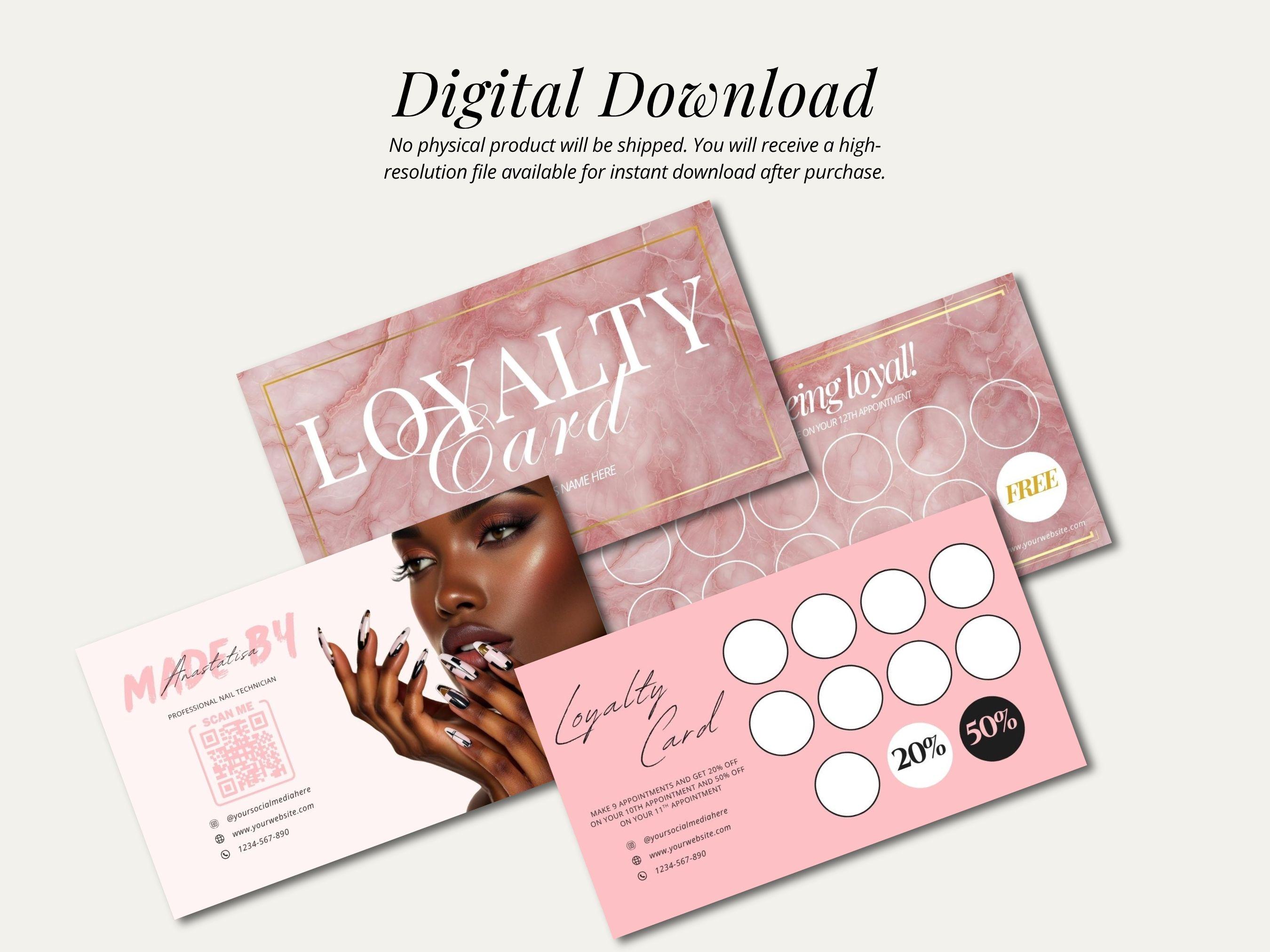 Editable Nail Loyalty Card Template Canva Design Nail Tech Punch Card ...