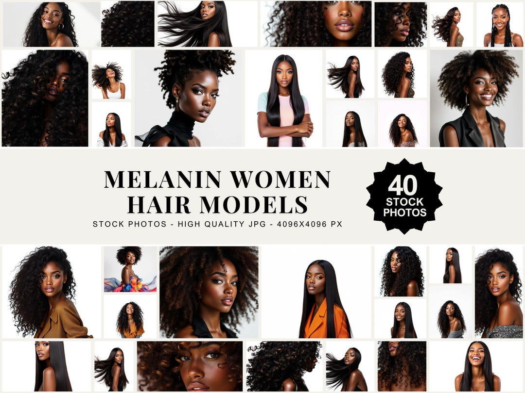 40 Melanin Hair Model Images Stock Photo Bundle Natural Hair ...