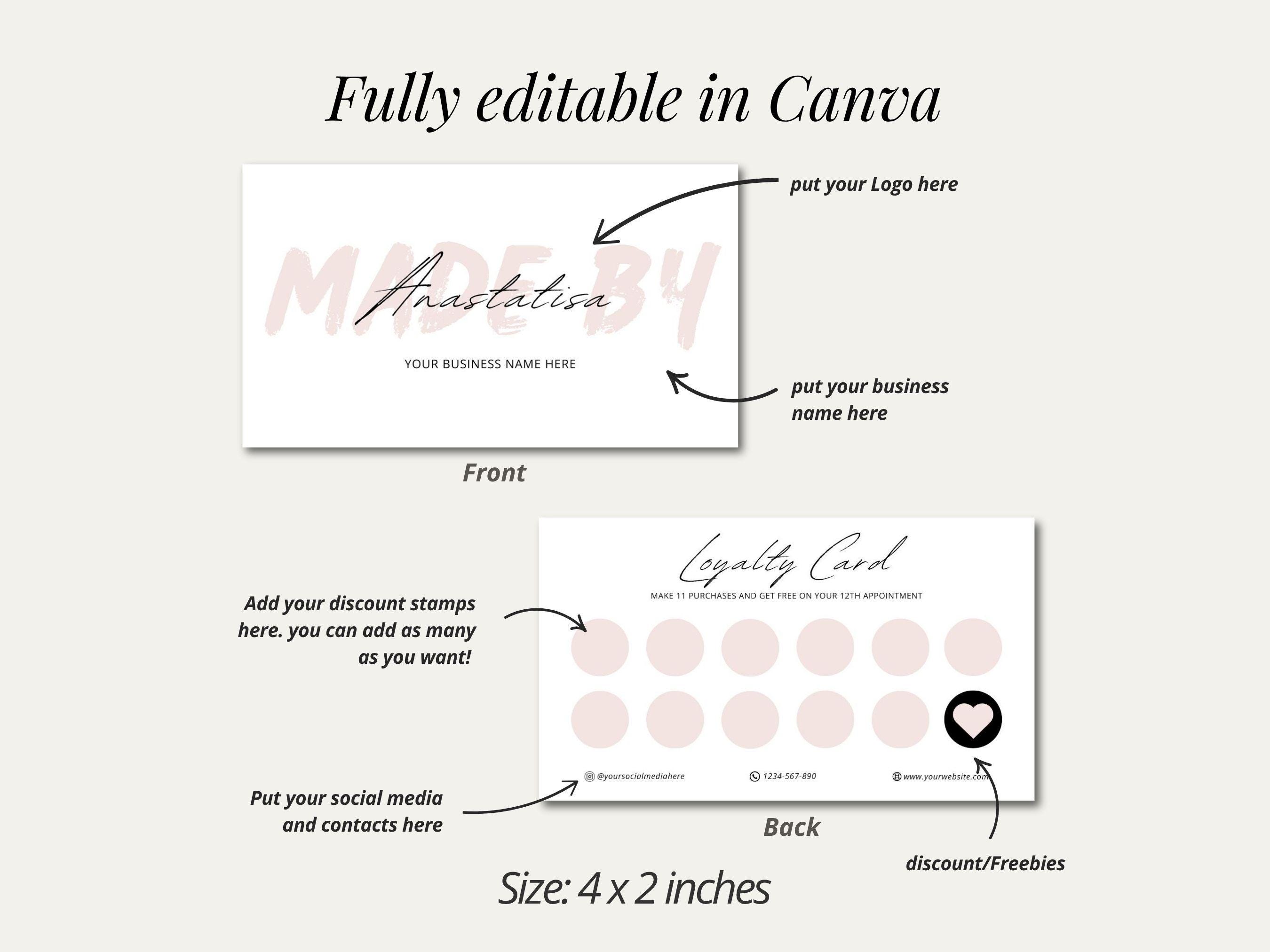 VIP Loyalty Card Canva Template Editable Beauty Loyalty Cards Lash Hair ...