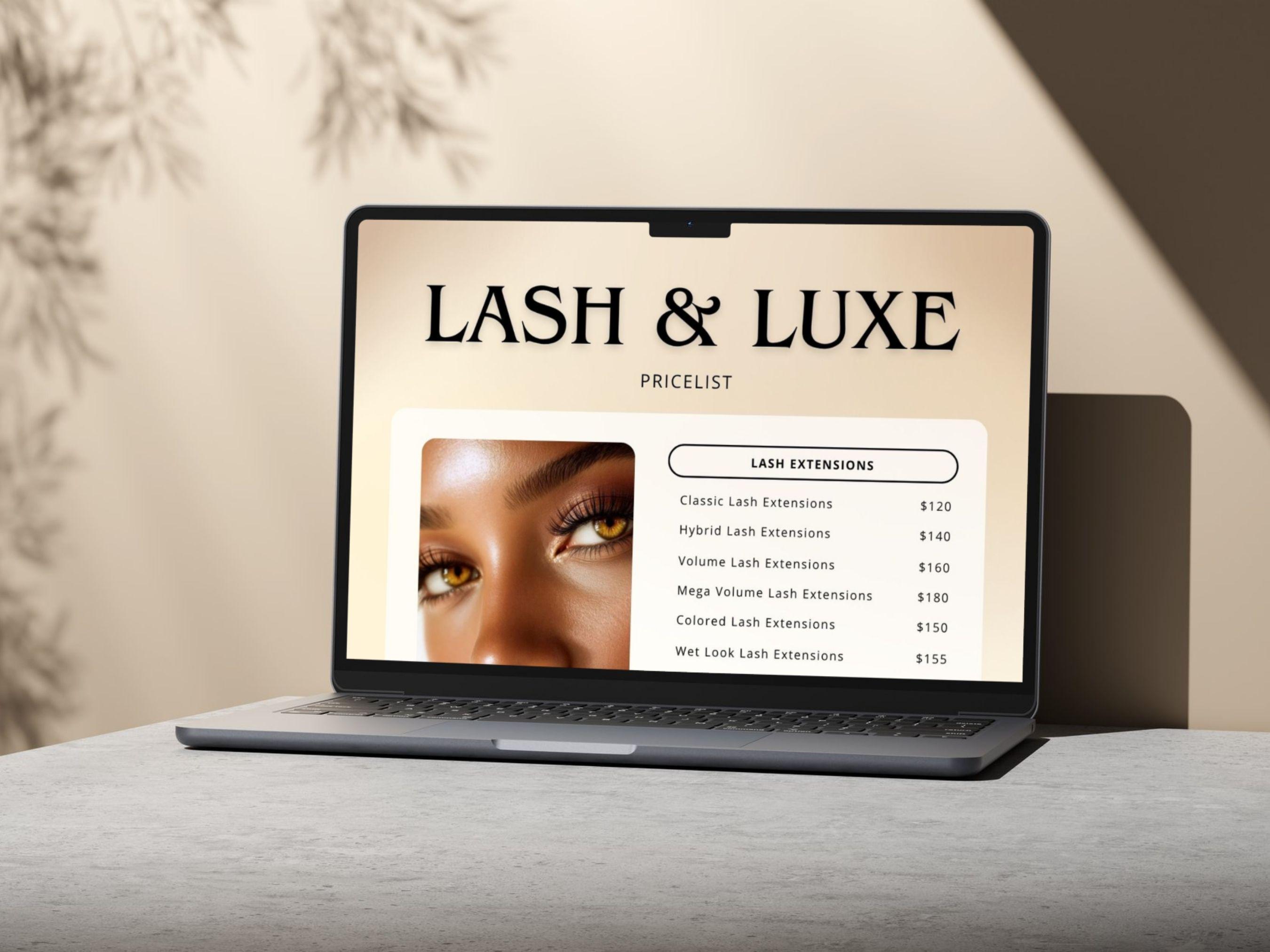 Lash Tech Price List Canva Template Editable Pricelist Sheet QR Payment ...