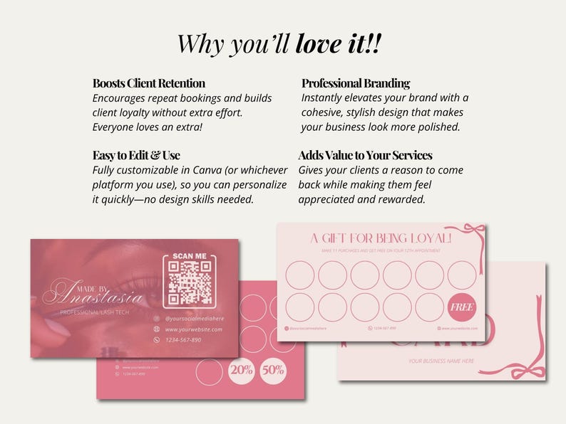 Lash Loyalty Card Canva Template VIP Lash Client Punch Card Editable ...