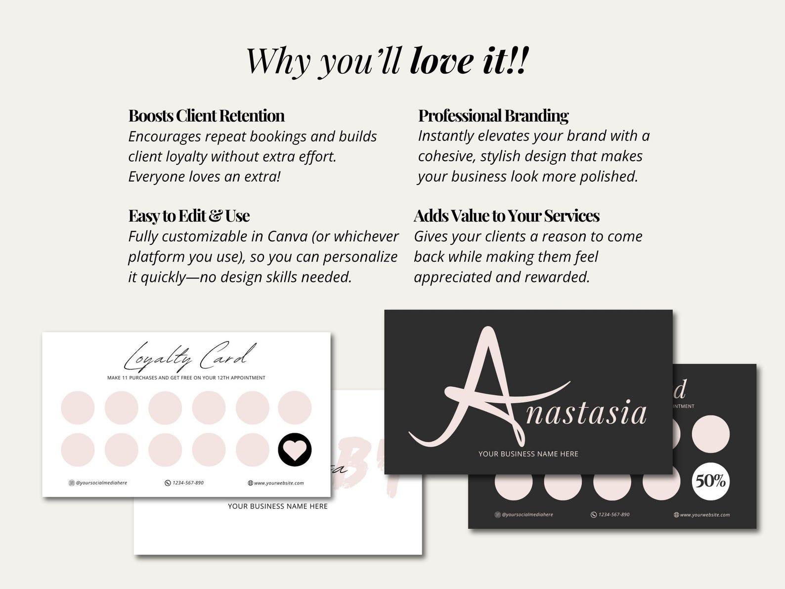 VIP Loyalty Card Canva Template Editable Beauty Loyalty Cards Lash Hair ...
