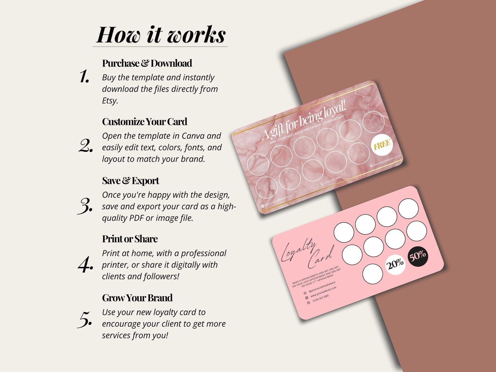 Editable Nail Loyalty Card Template Canva Design Nail Tech Punch Card ...