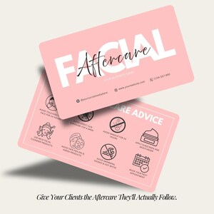 Facial Aftercare Card Template Editable Canva Skincare Treatment Care ...