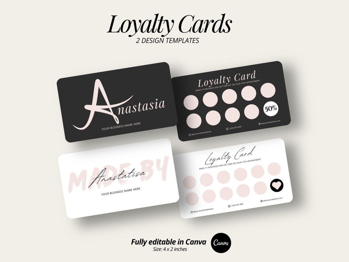 VIP Loyalty Card Canva Template Editable Beauty Loyalty Cards Lash Hair ...