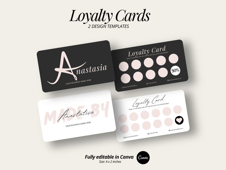 VIP Loyalty Card Canva Template Editable Beauty Loyalty Cards Lash Hair ...