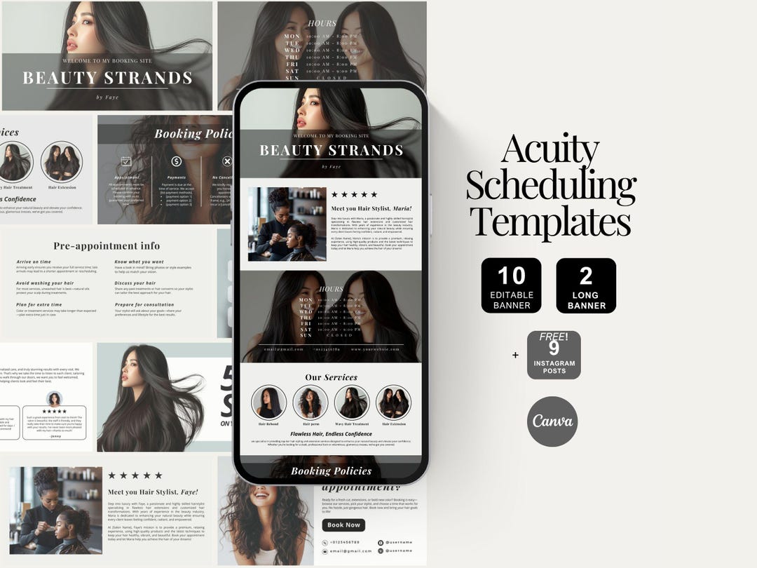 Hair Stylist Acuity Scheduling Template Hair Stylist Booking Website ...