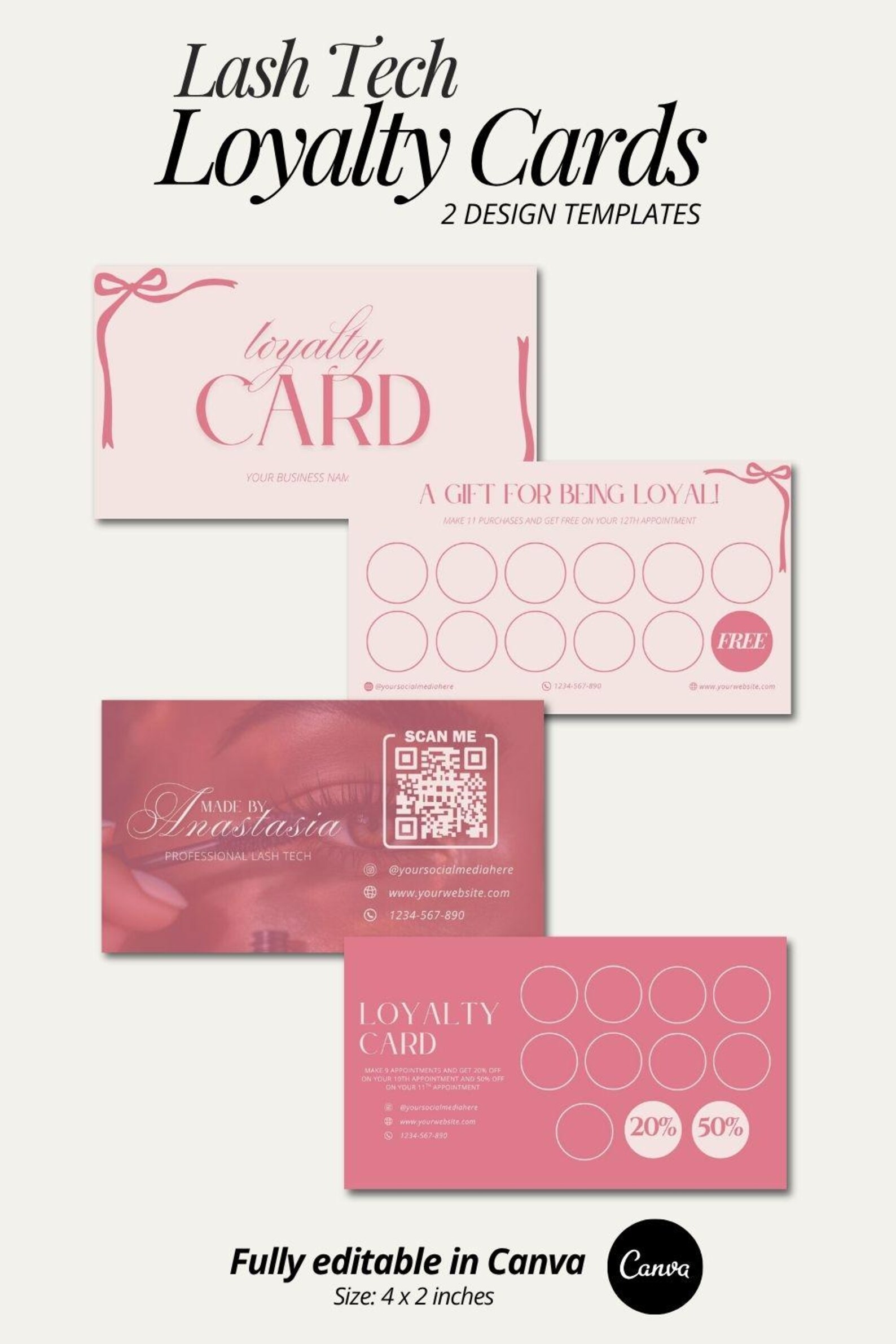 Lash Loyalty Card Canva Template VIP Lash Client Punch Card Editable ...