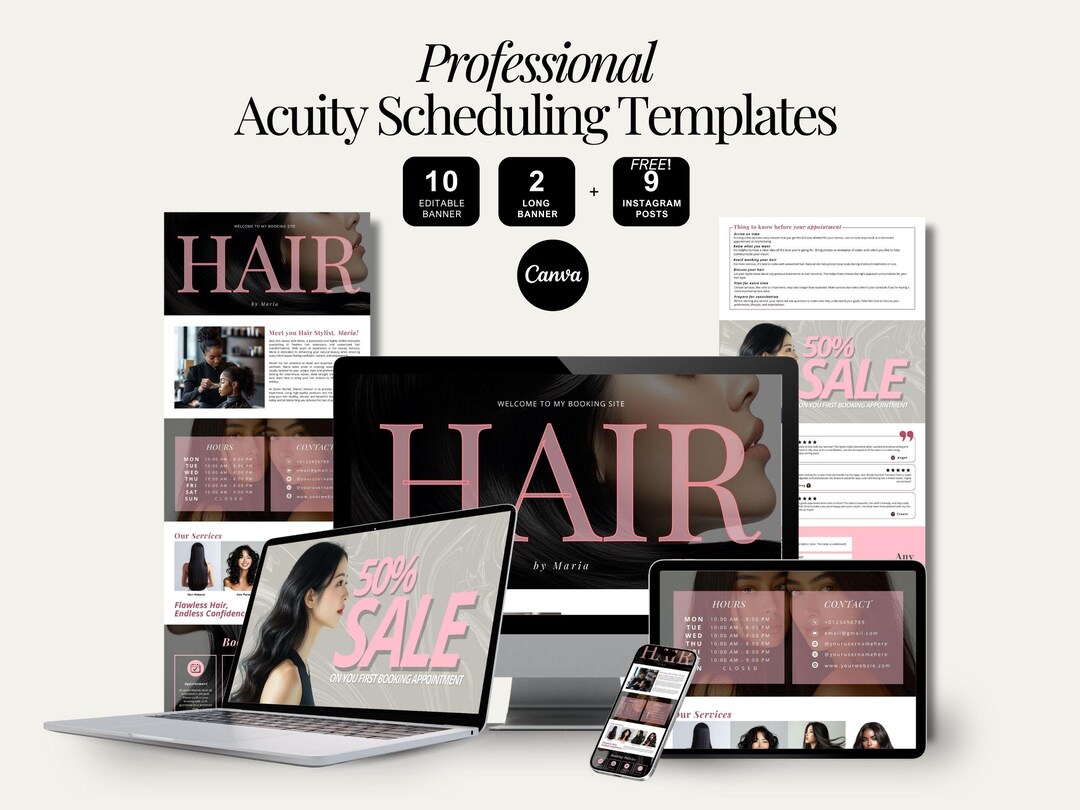 Hair Stylist Acuity Scheduling DIY Website Template Canva Editable ...