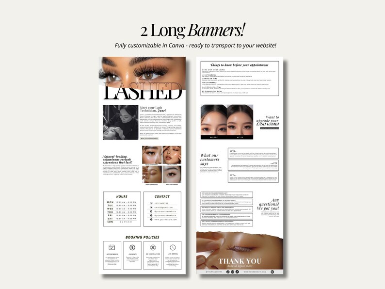 Lash Tech Acuity Scheduling Template Lash Tech Website Template Canva ...