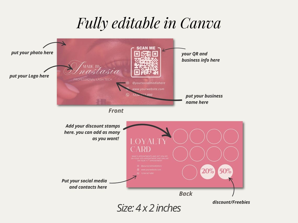 Lash Loyalty Card Canva Template VIP Lash Client Punch Card Editable ...