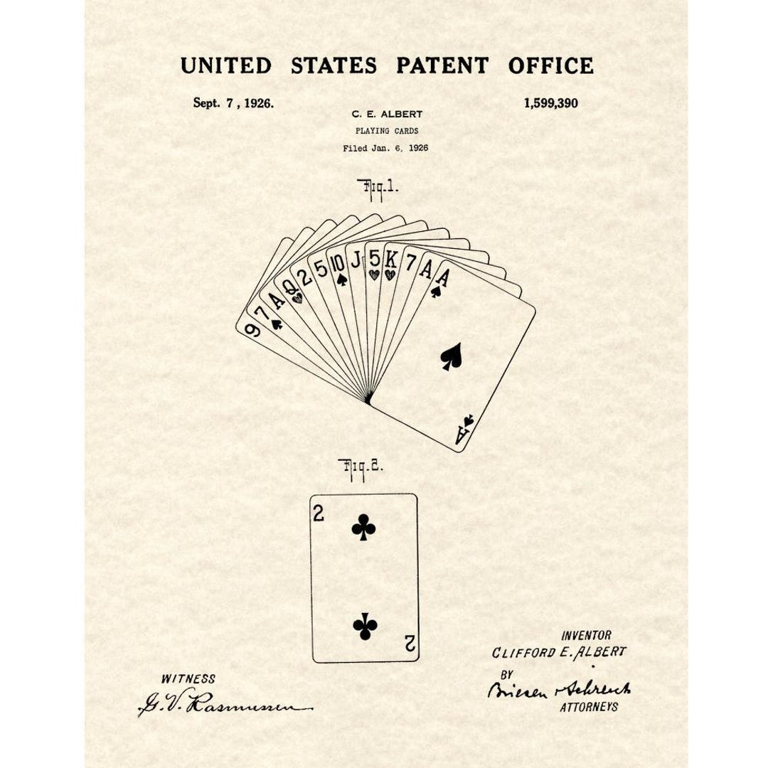 Playing Cards Patent Print - Etsy