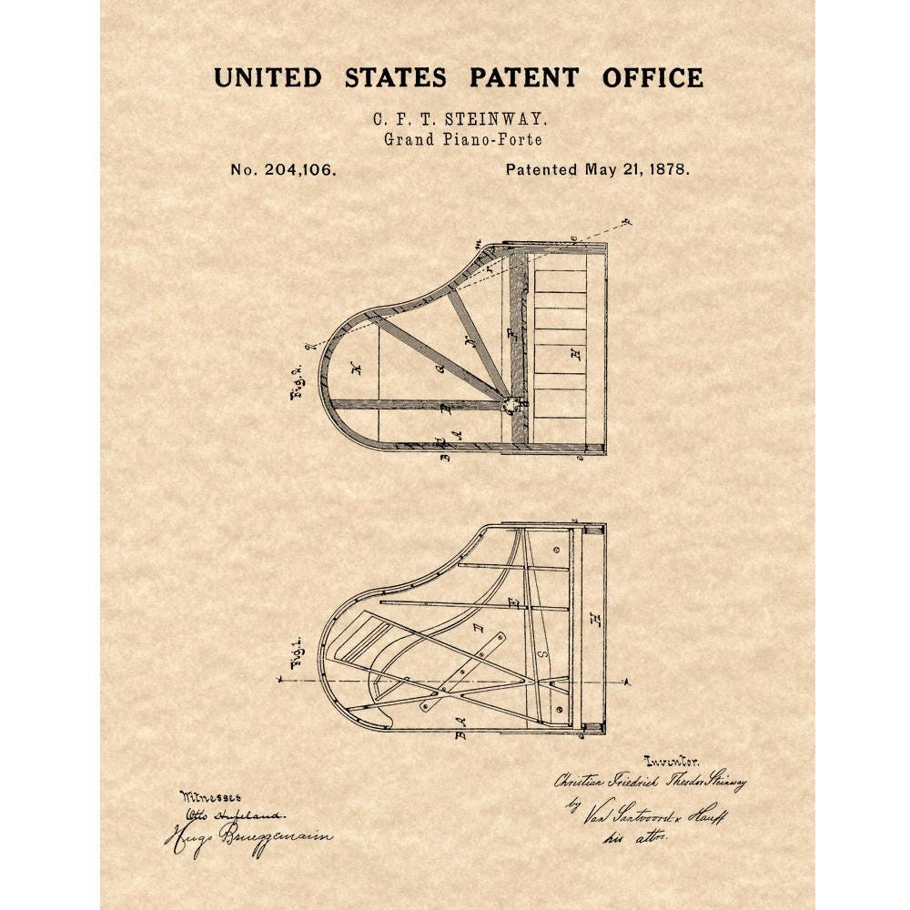 Steinway Grand Piano Patent Print - Etsy