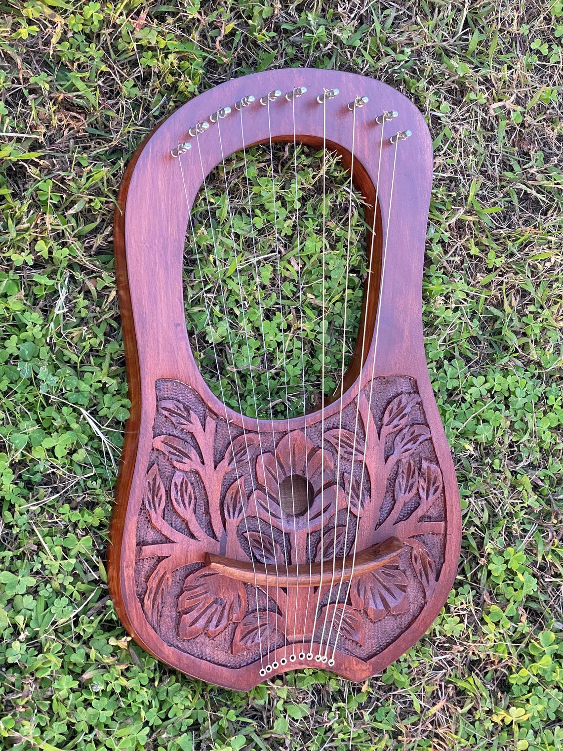 New Flower Lyre Harp Rosewood 10 Metal Strings Lyre Harps Handcrafted ...
